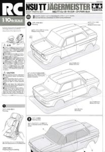 Build manual of Tamiya 58649 NSU TT Jägermeister M-05 M-Chassis Kit ...
