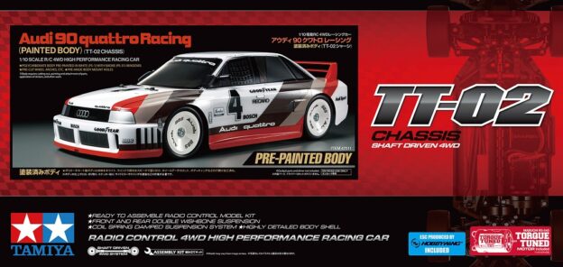 Tamiya 47511 1/10 RC Audi 90 Quattro Racing (painted body) (TT-02 ...